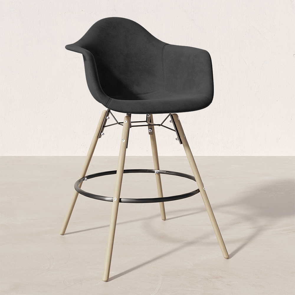 Barhocker aus Samt - Skandinavisches Design und Holzbeine - Nordika ...
