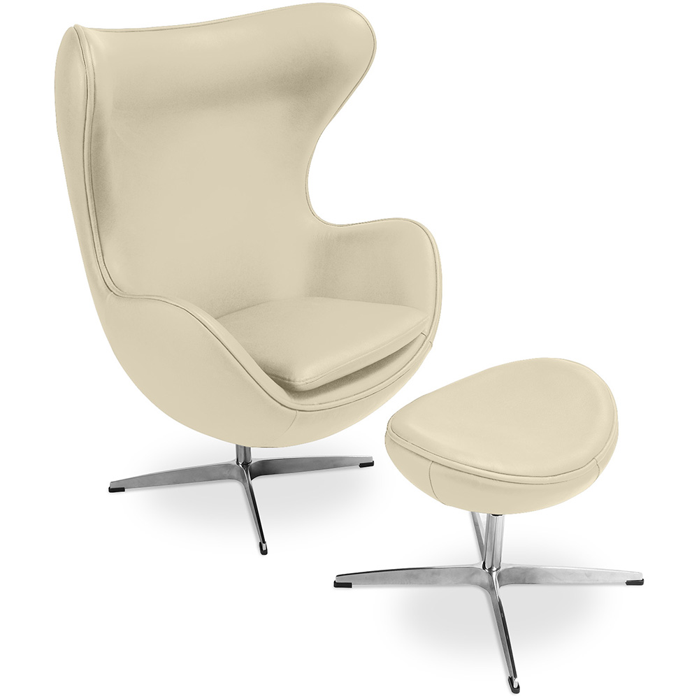 Sessel mit Fußstütze im Ei-Design - Lederbezug - Brave | Privatefloor
